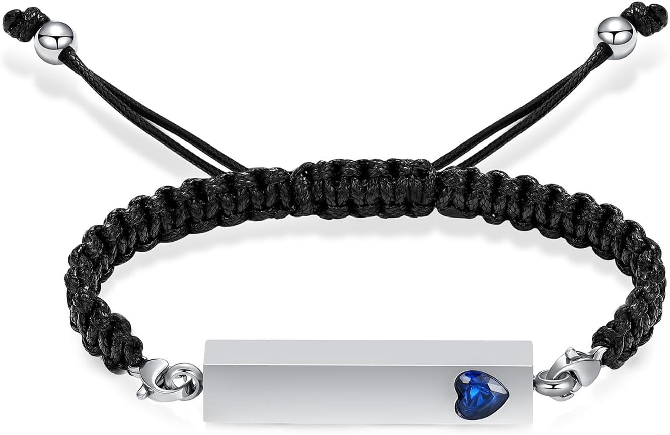 Bar Cremation Jewelry Urn Bracelet for Ashes - Braided Adjustable ...