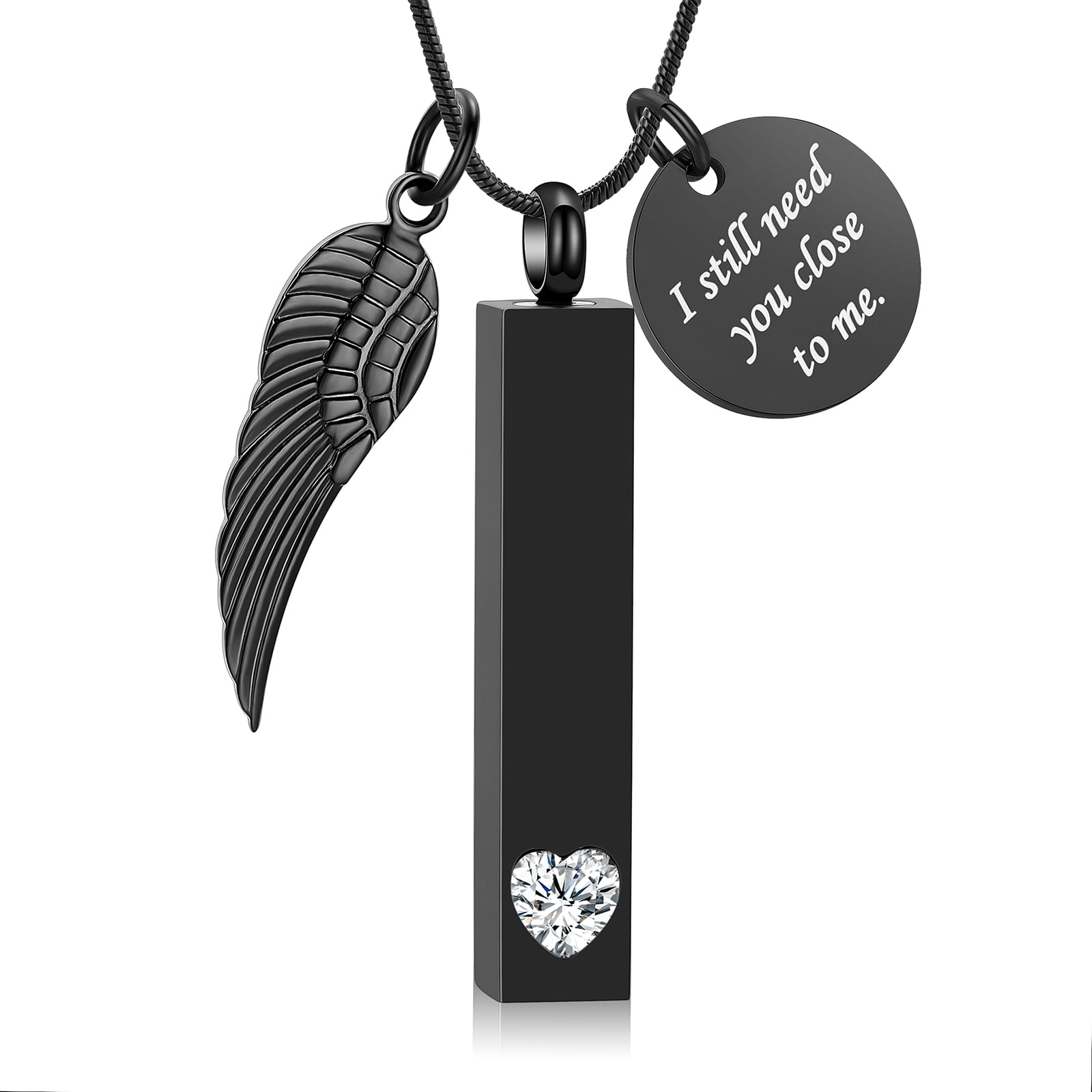 Bar Cremation Urn Necklaces for Ashes for Women Men Cube Stainless ...