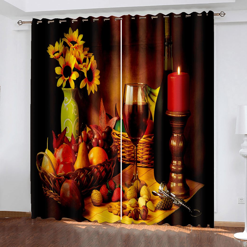 Bar Curtains Wine Bottle Window Drape Whiskey Cocktail Inner Curtains ...
