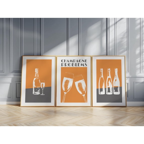 Bar Cwall Art Cocktail And Champagne Prints Modern Minimal Bar Decor ...