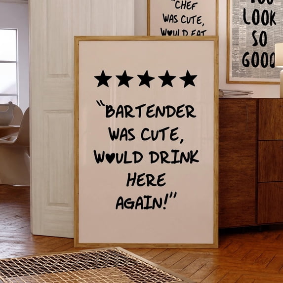 Bar Decor Bartender Was Cute Art Print Kitchen Wall Art Trendy Modern ...