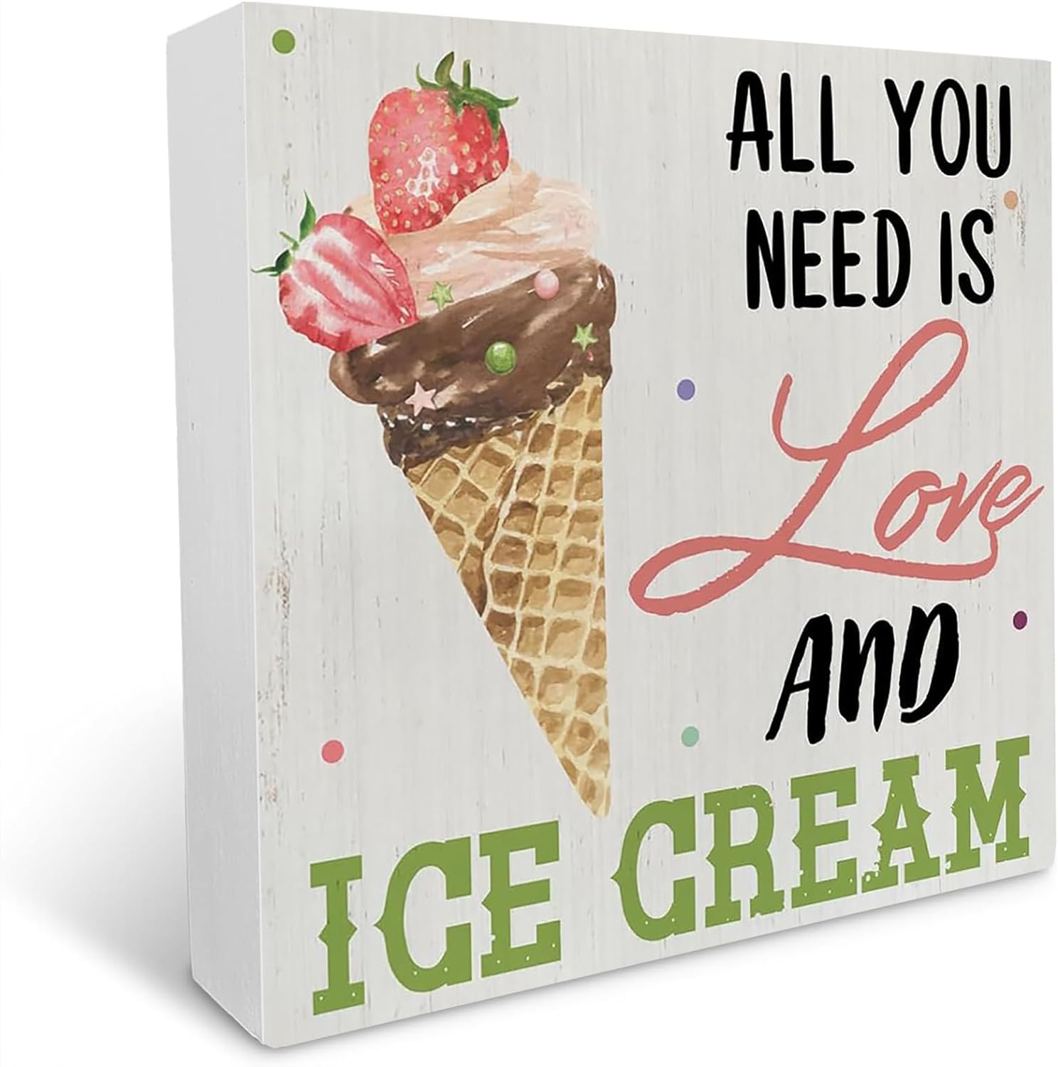 Bar Decor Ice Cream Lover Wooden Box Sign Artwork Summer Ice Cream Wood ...