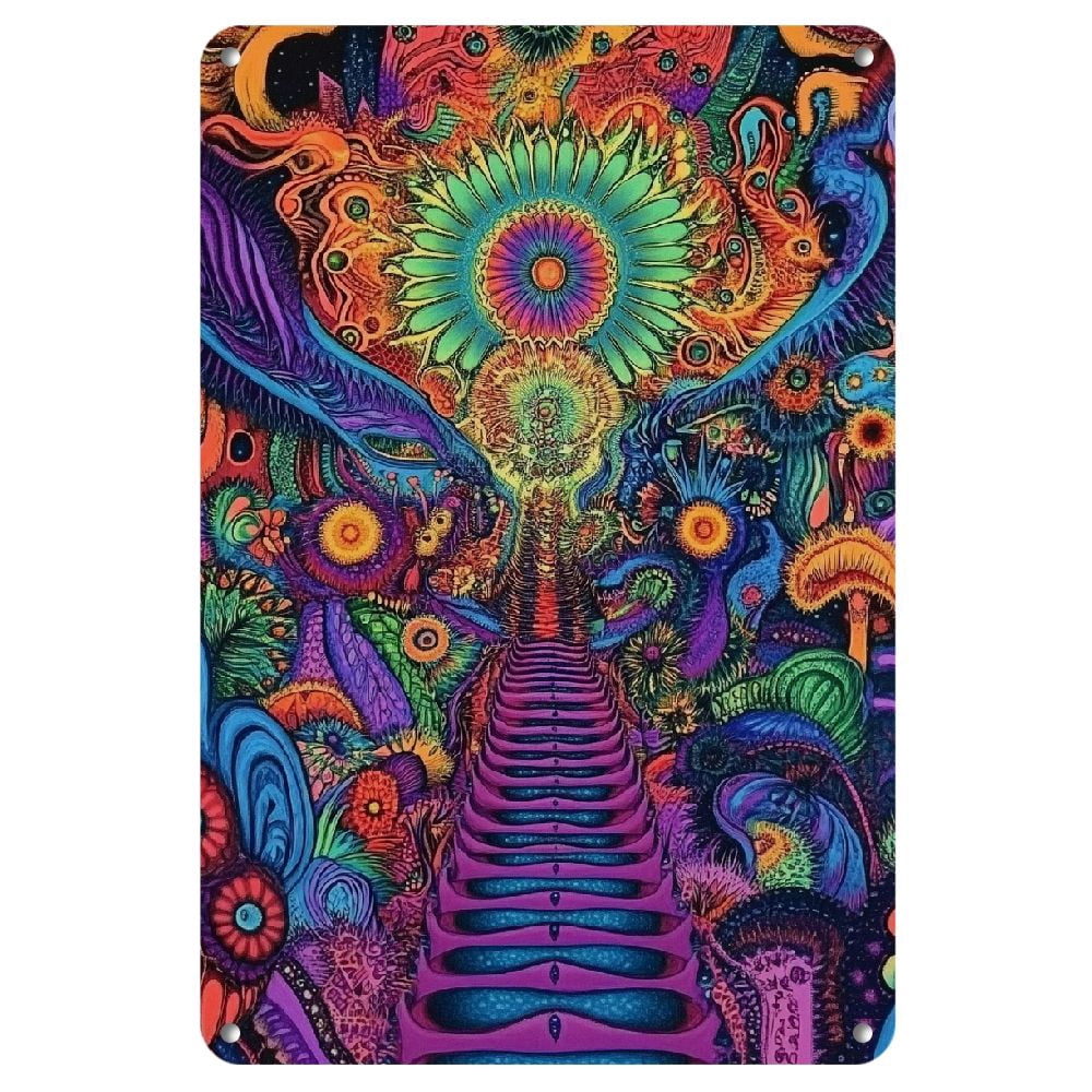 [Bar Decoration] Psychedelic Iron Wall Art - Vibrant 8x12 Inch ...