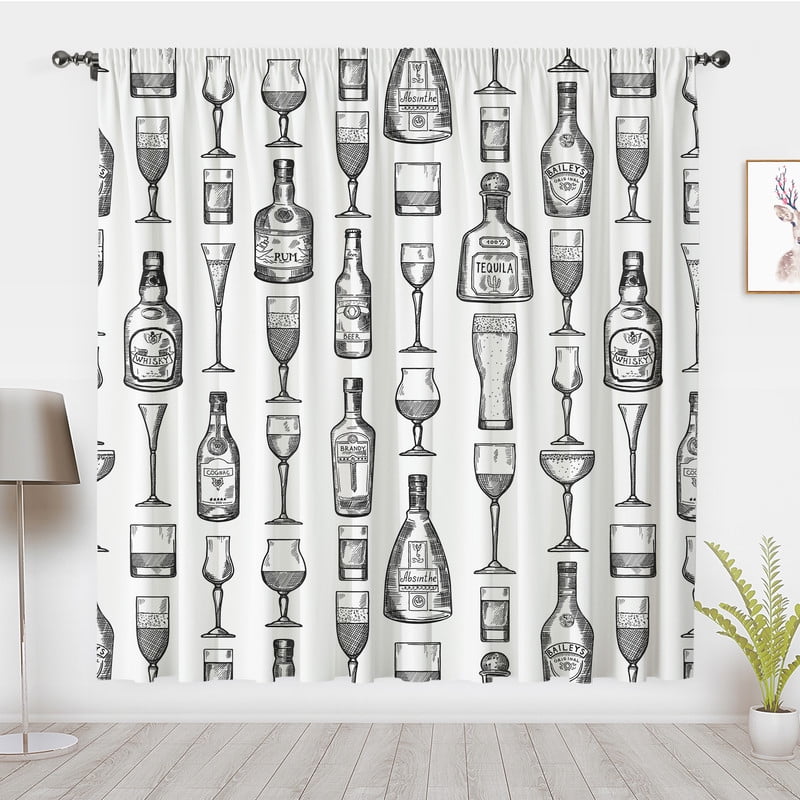 Bar Dining room decoration art Curtains, Wine Beer glass Window ...