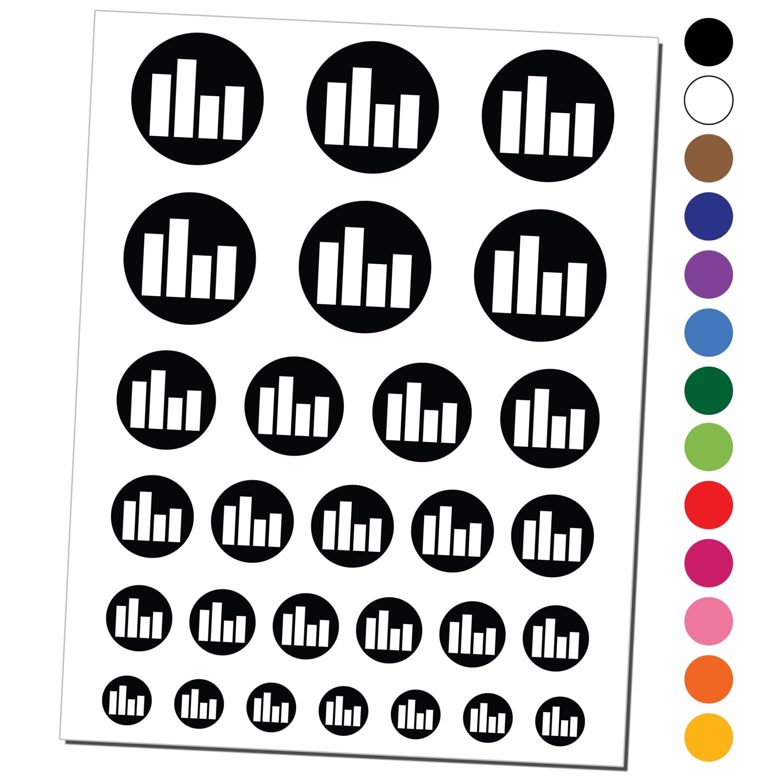 Bar Graph Icon in Circle Water Resistant Temporary Tattoo Set Fake Body ...