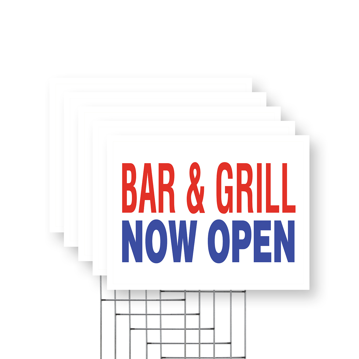 Bar and Grill Now Open Yard Sign 5 Pack of 12 Inch x 16 Inch Double ...