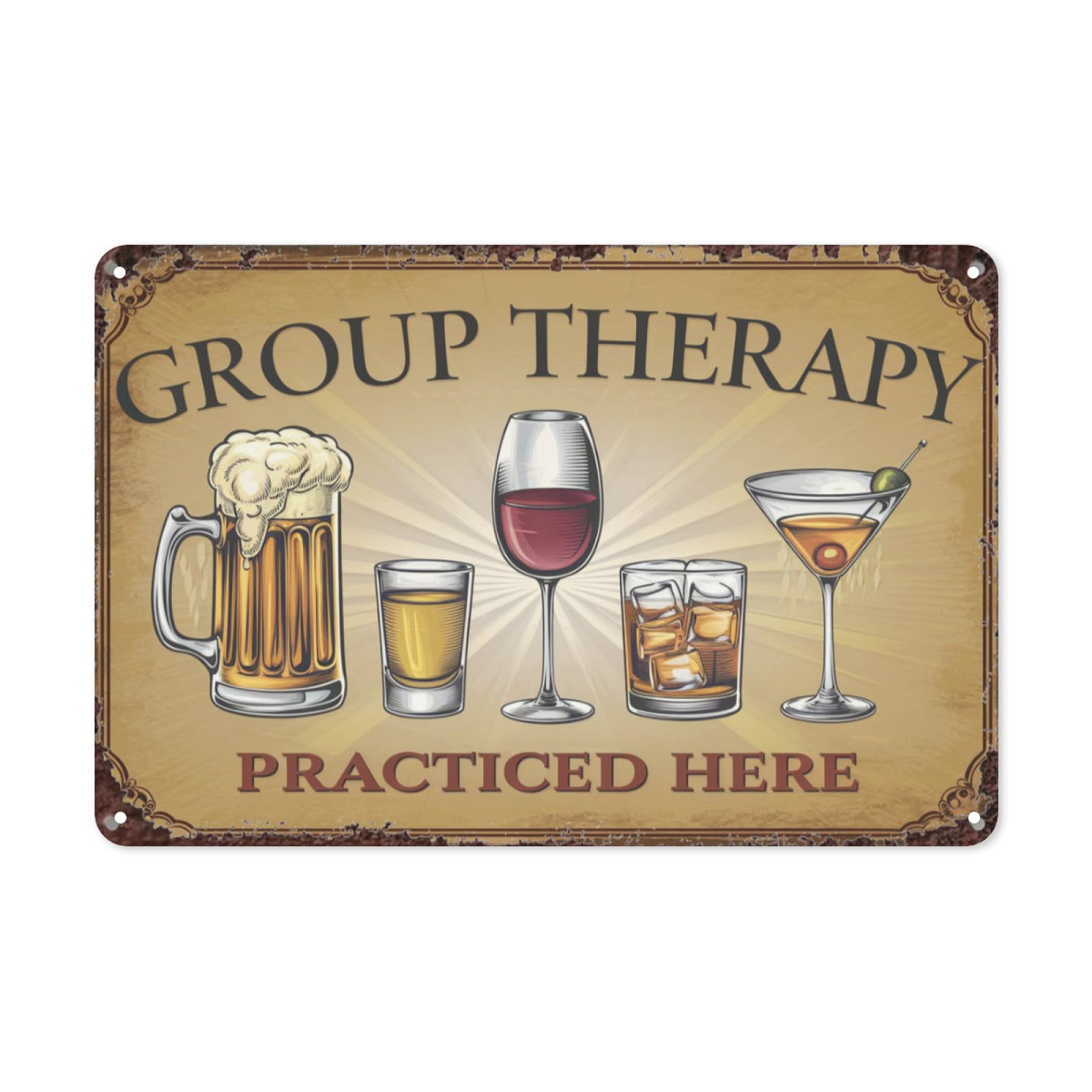 Bar Group Therapy Practiced Here Vintage Tin Sign, 8X12 Inch Retro ...