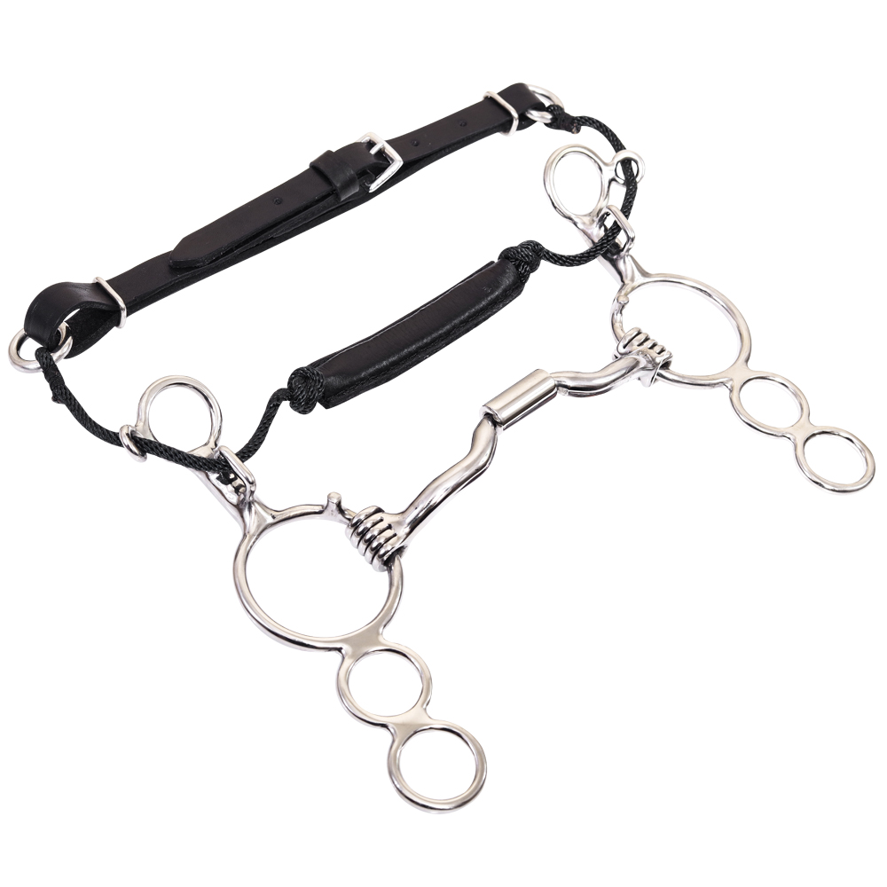 Bar H Equine 3 Ring Med Port Snaffle Bit Combination W/ Roller|Bits for ...