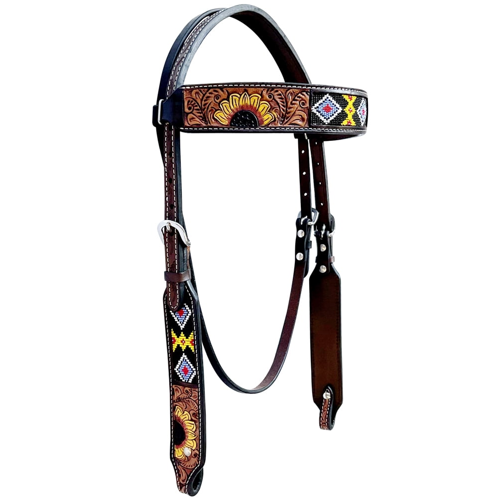 Bar H Equine American Leather Horse Saddle Tack One Ear Headstall ...