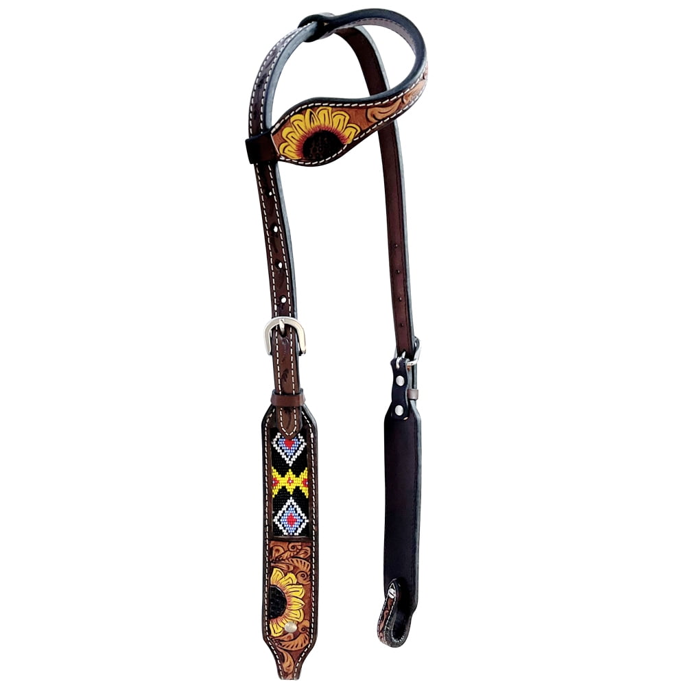 Bar H Equine American Leather Horse Saddle Tack One Ear Headstall ...