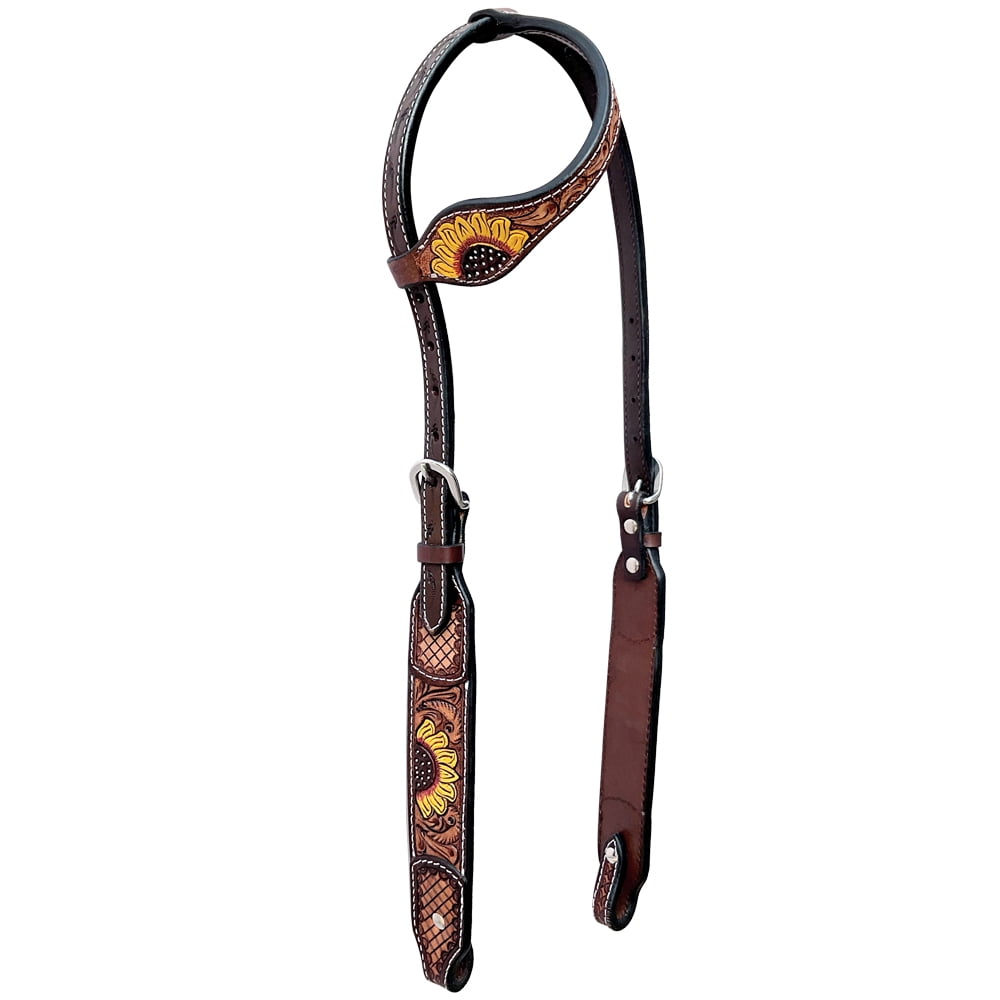 Bar H Equine Bonnie Blossom Sunflower Leather One Ear Headstall ...