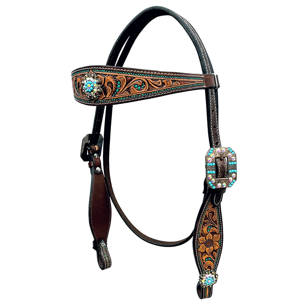 Bar H Equine Genuine Western American Leather Horse Headstall - Walmart.com