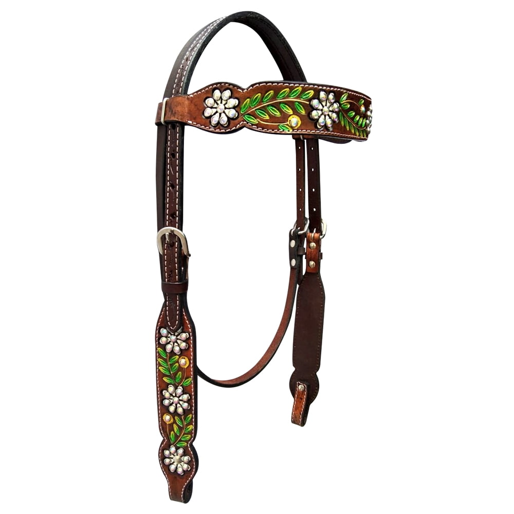 Bar H Equine Genuine Western American Leather Horse Headstall - Walmart.com