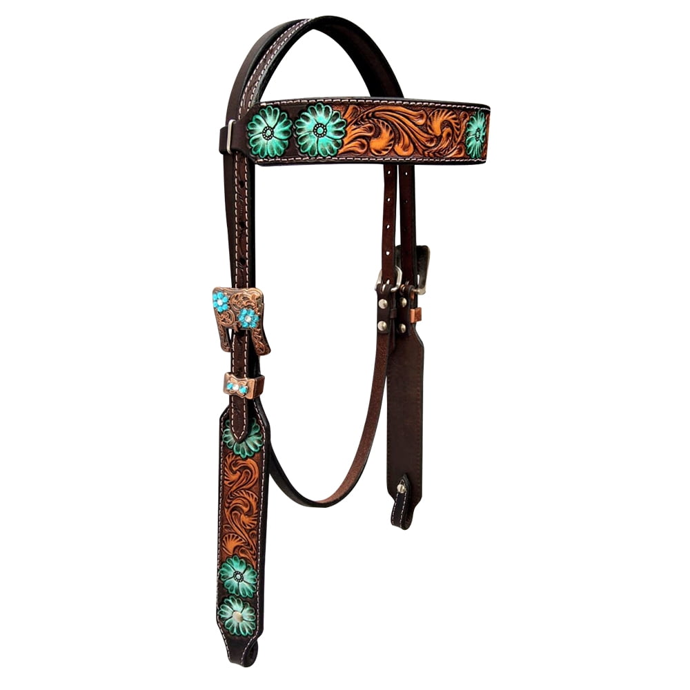 Bar H Equine Genuine Western American Leather Horse Headstall - Walmart.com