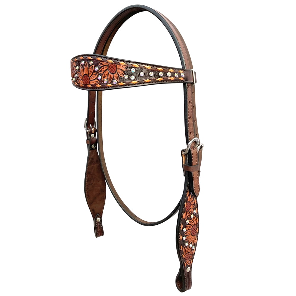 Bar H Equine Genuine Western American Leather Horse Headstall - Walmart.com