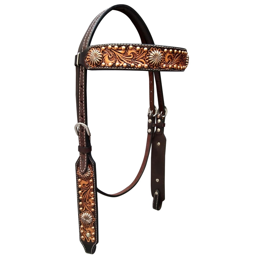 Bar H Equine Genuine Western American Leather Horse Headstall - Walmart.com