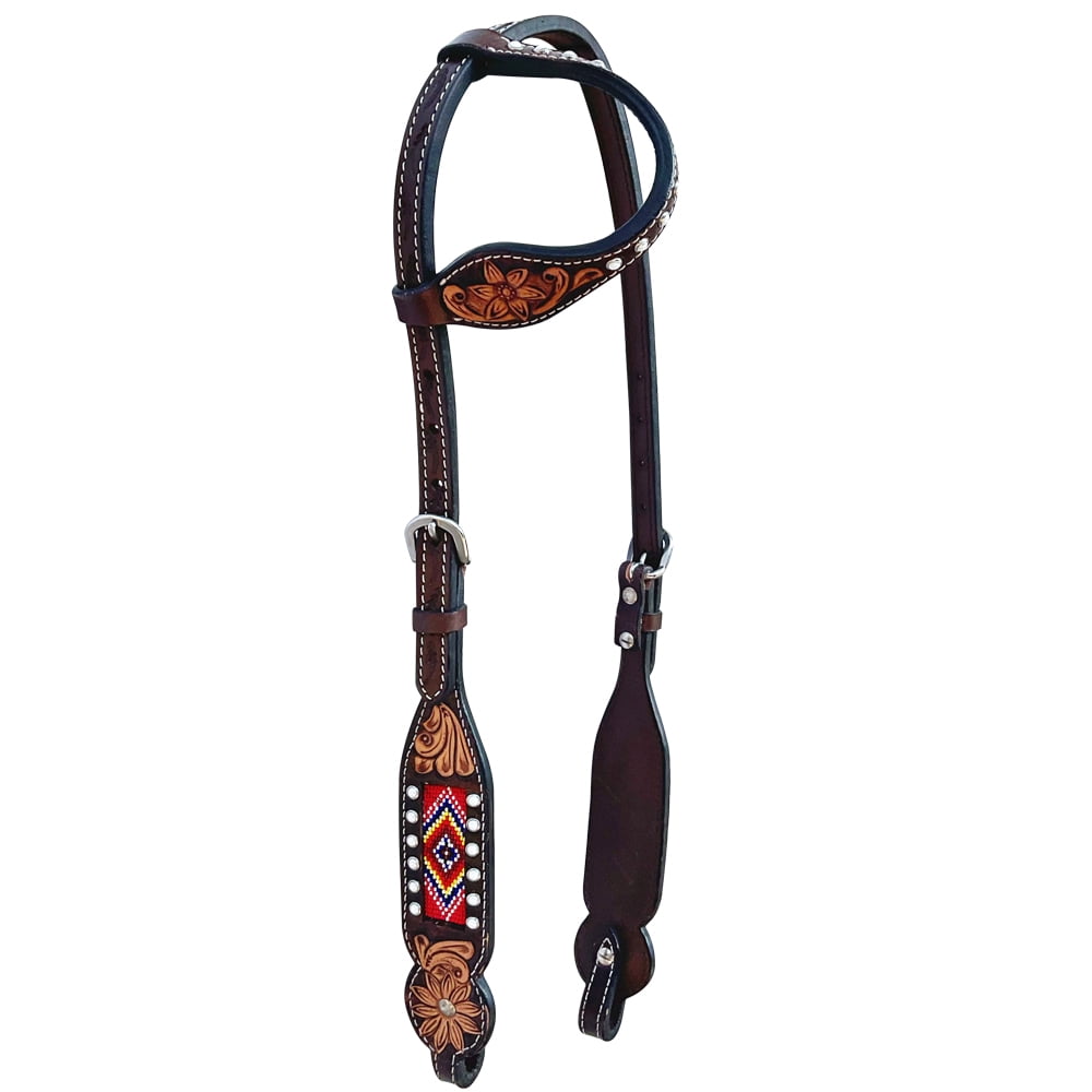 Bar H Equine Genuine Western American Leather Horse One Ear Headstall ...