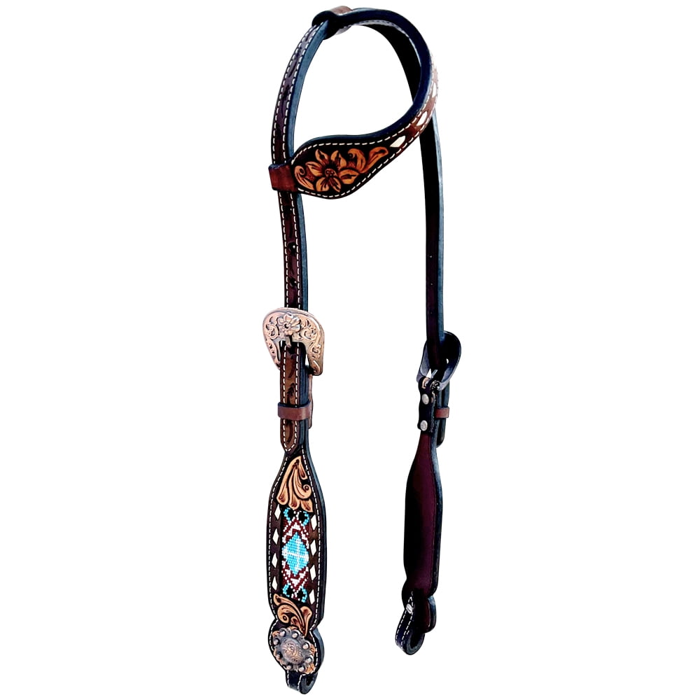 Bar H Equine Genuine Western American Leather Horse One Ear Headstall ...
