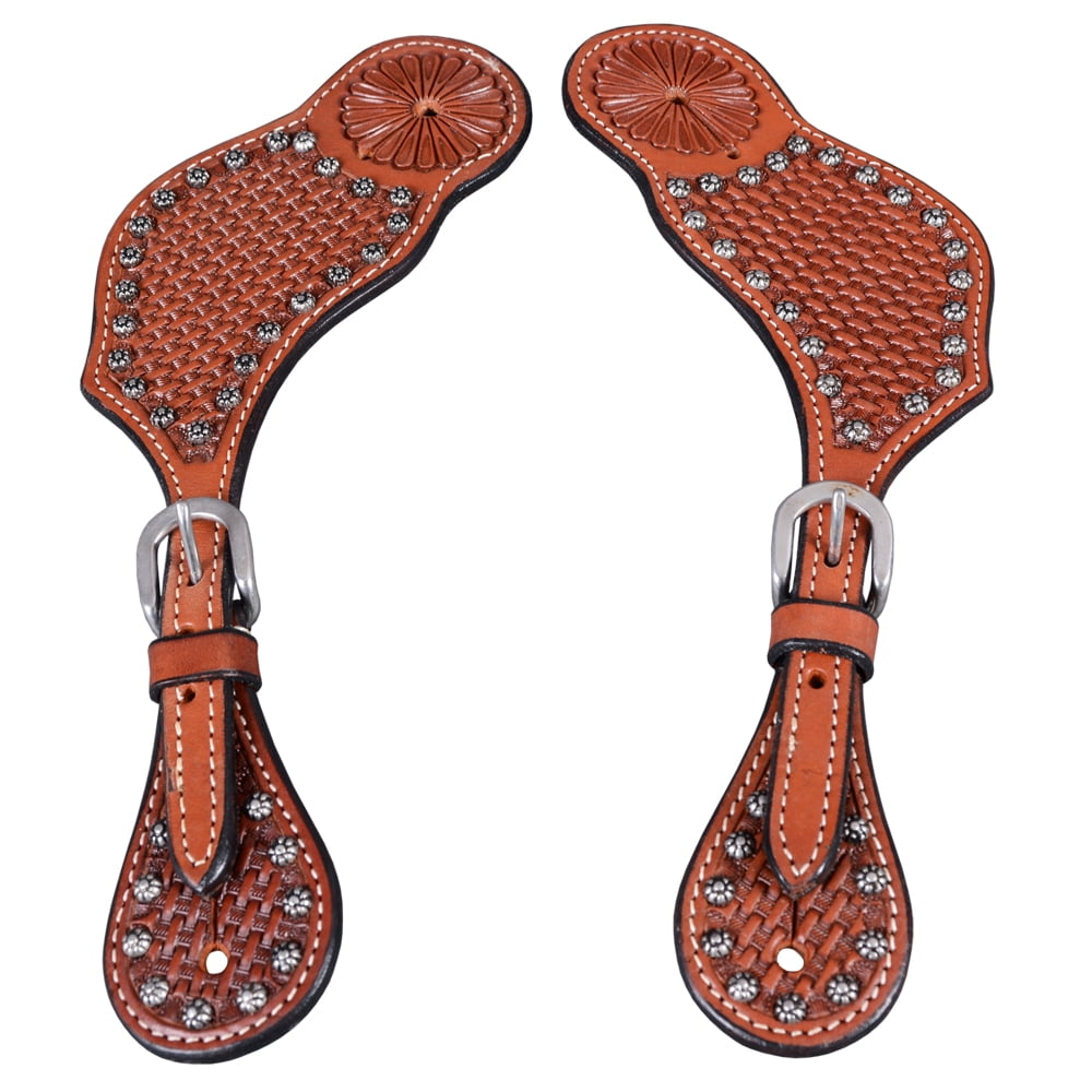 Bar H Equine Leather Spurs Straps for Adults - Western Womens Spur ...