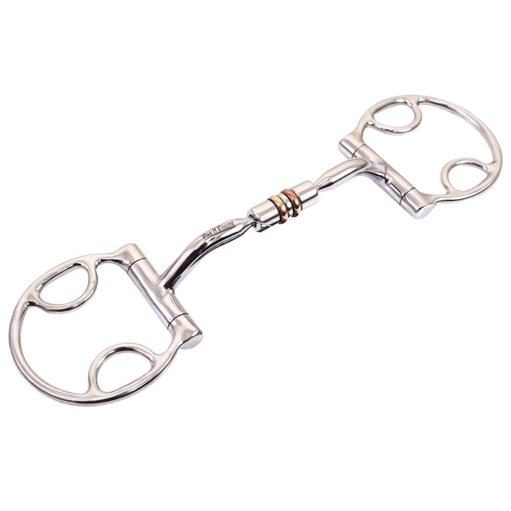 Bar H Equine Small Port D Ring Horse Snaffle Bit W/ Roller Copper mouth ...