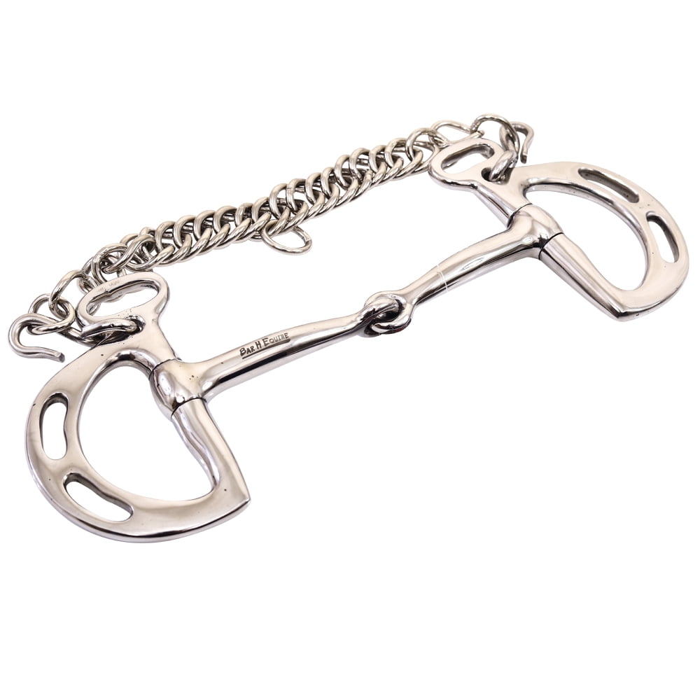 Bar H Equine Stainless Steel Broken Mouth D-Ring Kimberwick Snaffle Bit W/ Chain - Walmart.com