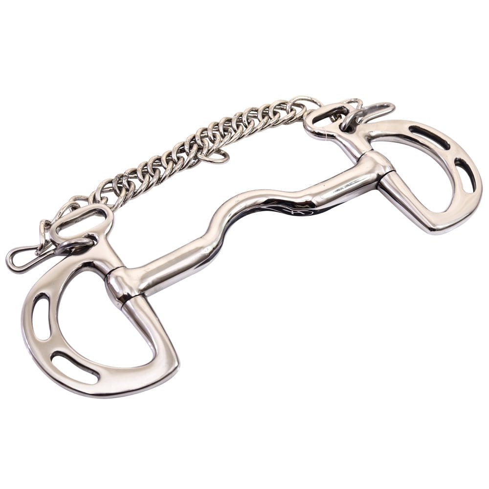 Bar H Equine Stainless Steel Med Port Kimberwick Dring Snaffle Bit W ...
