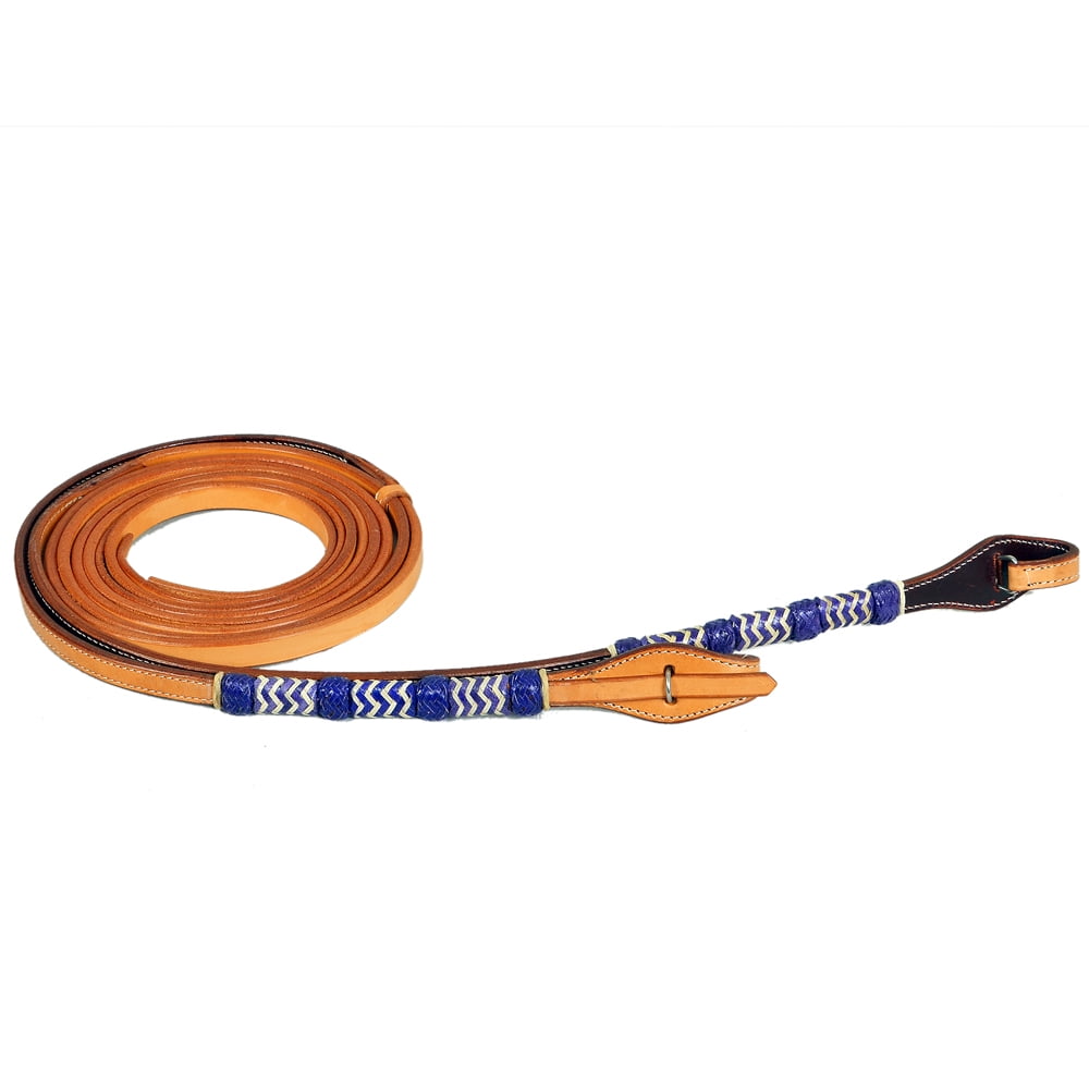 Bar H Equine Western Horse 8ft Blue Rawhide Braiding American Leather ...