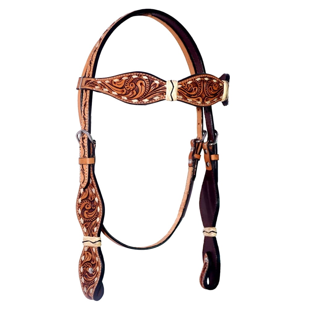 Bar H Equine Western Horse Floral Rawhide Genuine American Leather ...