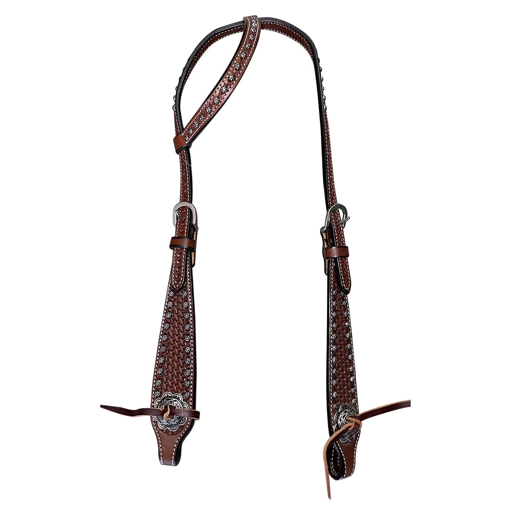 Bar H Equine Western Horse Genuine Leather Hand Tooled One Ear ...