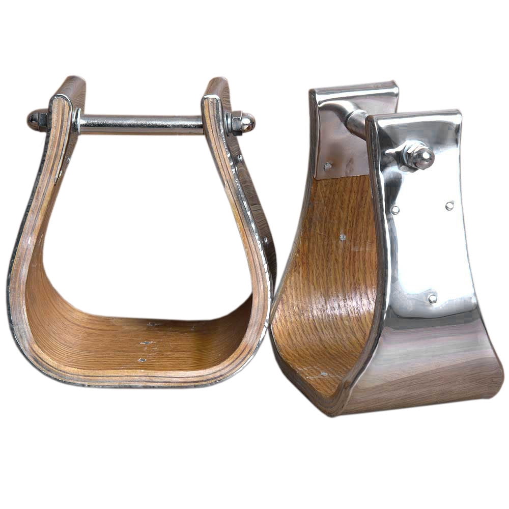Bar H Equine Western Horse Heavy-Duty Nickle Plated Wooden Stirrups ...