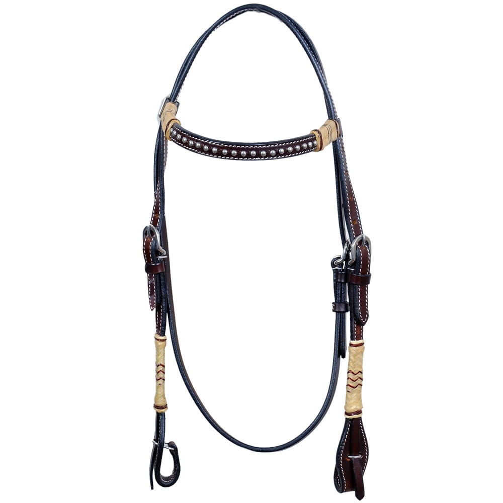 Bar H Equine Western Horse Rawhide Genuine American Leather Headstall ...