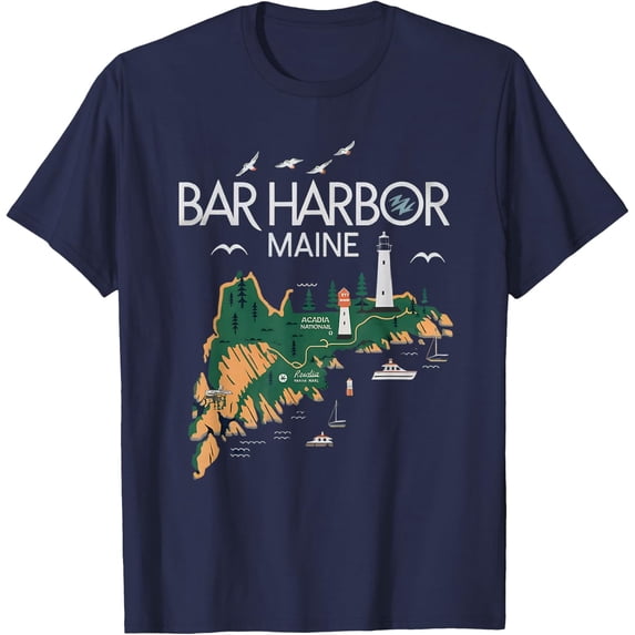 Bar Harbor Maine Beach Lighthouse T-Shirt - Walmart.com