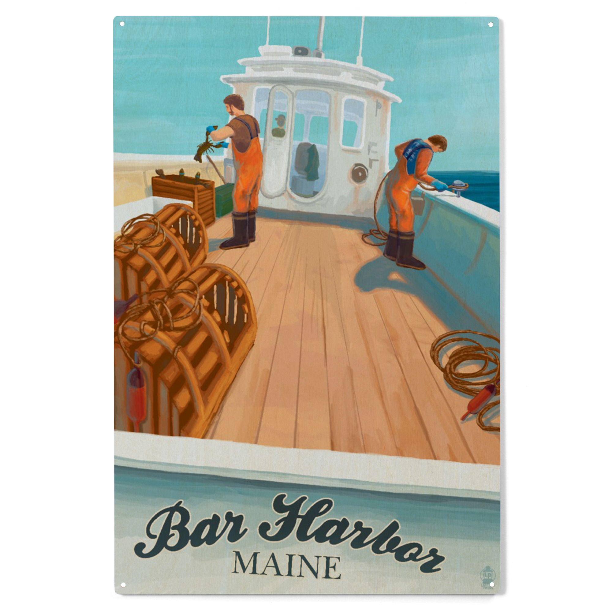 Bar Harbor, Maine, Lobster Boat Birch Wood Wall Sign (10x15 Rustic Home ...