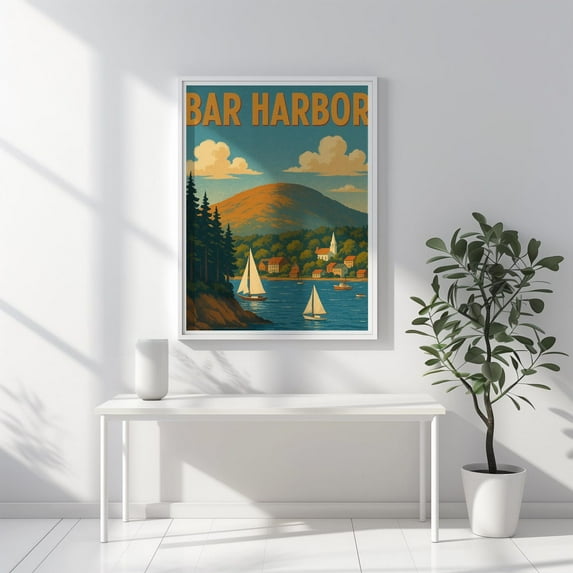 Bar Harbor Maine Travel Poster Vintage-Style Coastal Wall Art Poster ...