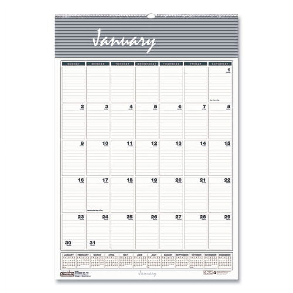 Bar Harbor Recycled Wirebound Monthly Wall Calendar, 15.5 x 22, White ...