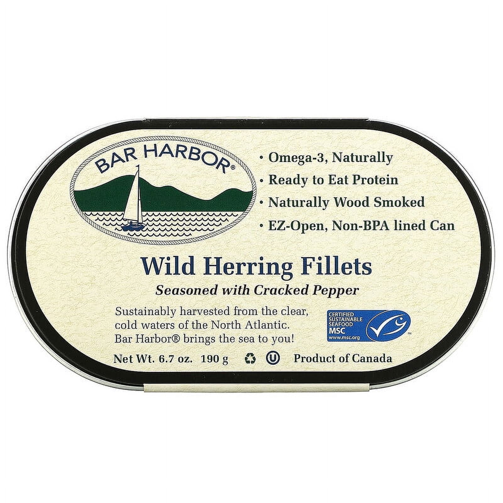 Bar Harbor, Wild Herring Fillets Seasoned with Cracked Pepper, 6.7 oz ...
