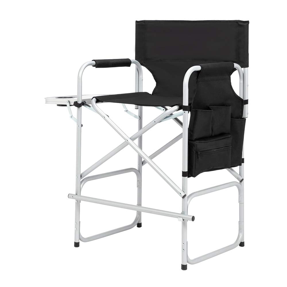 Bar Height 26 Inch Folding Directors Chair with Attached Side Table and ...