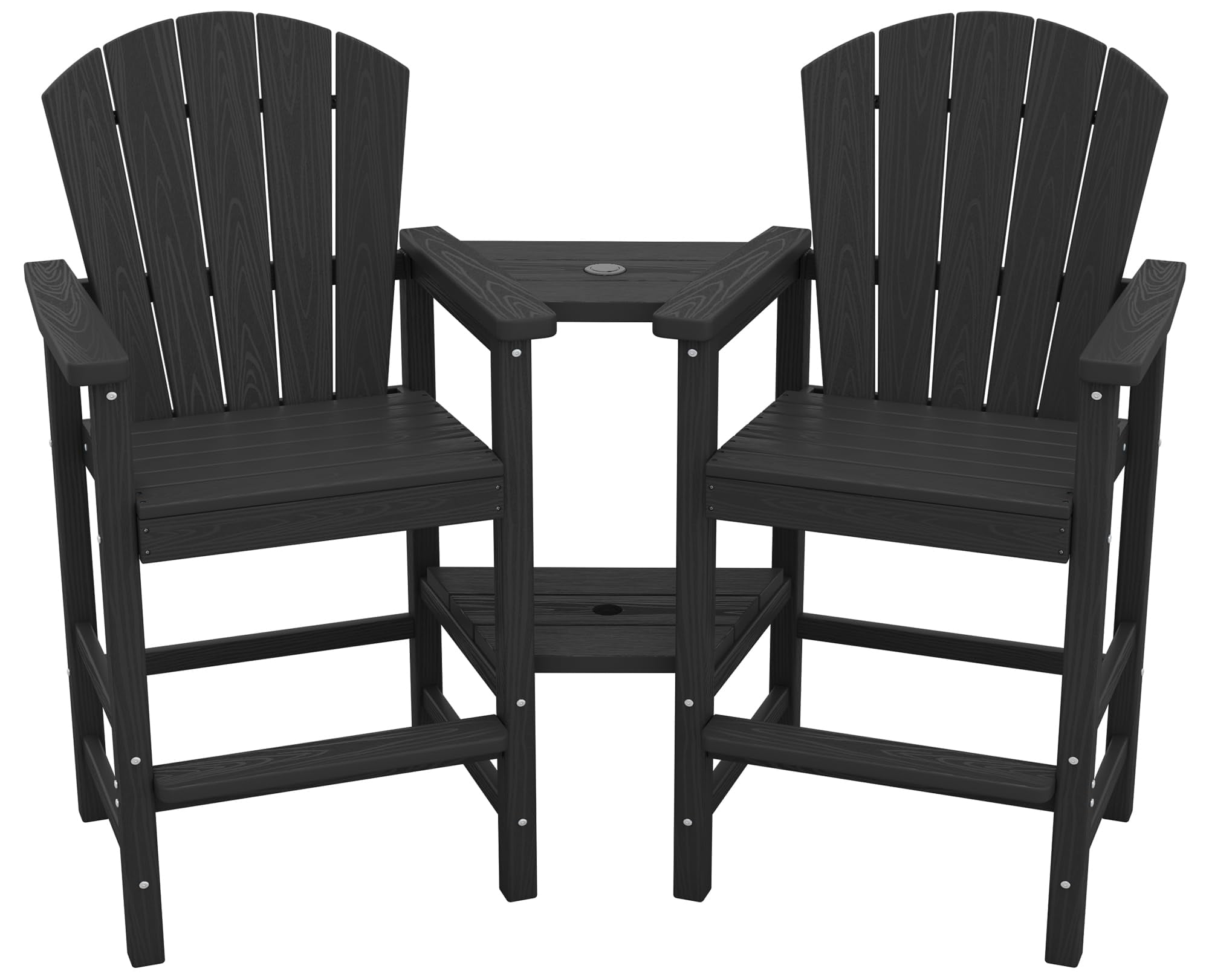 Bar Height Adirondack Chairs Pair with Connecting Trays, HDPE Wood-Like ...