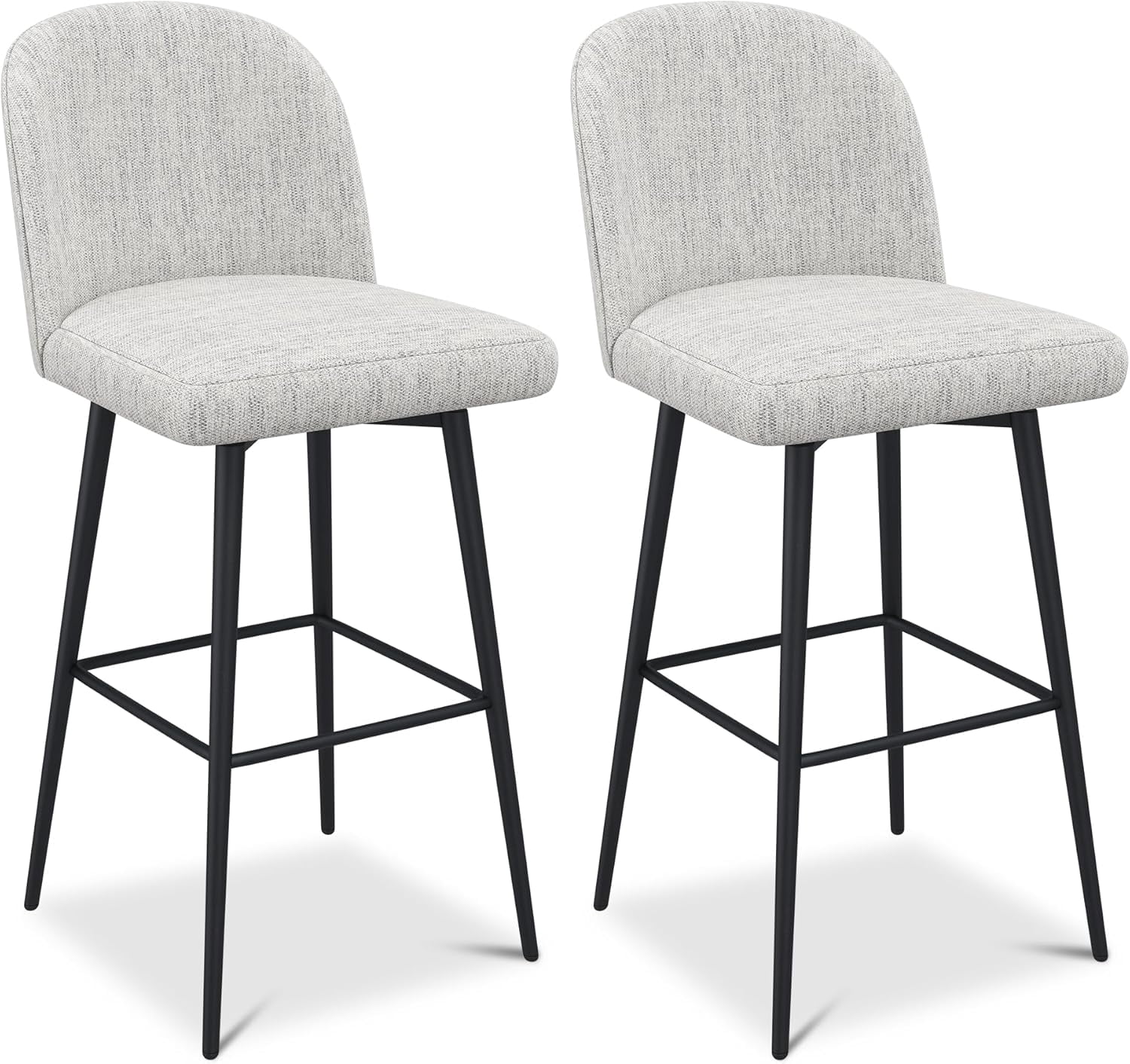 Bar Height Bar Stools Set of 2 360°Swivel Upholstered Bar Stools with ...