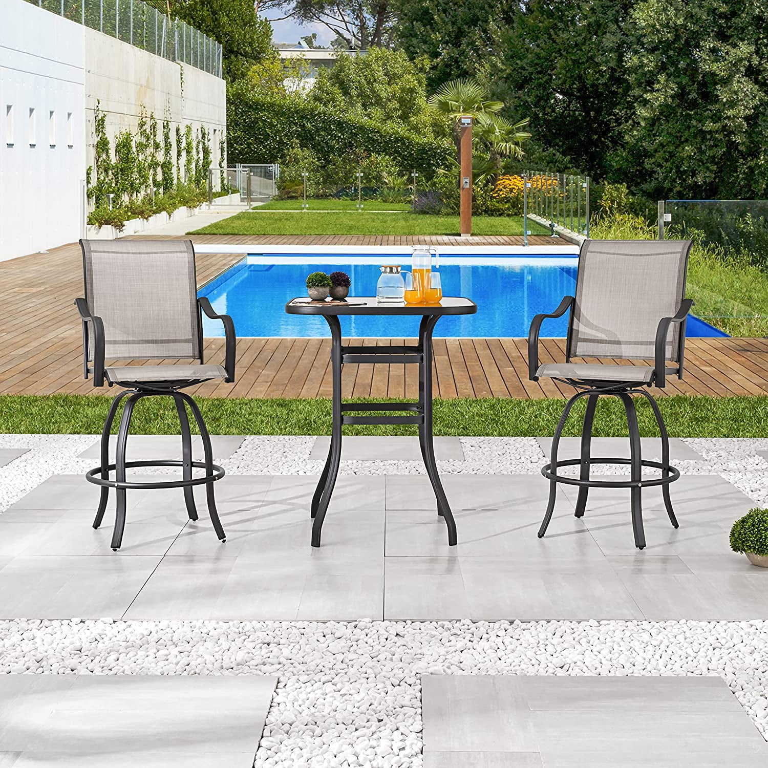 Bar Height Bistro Patio Table Piece High Top with Swivel Outdoor ...