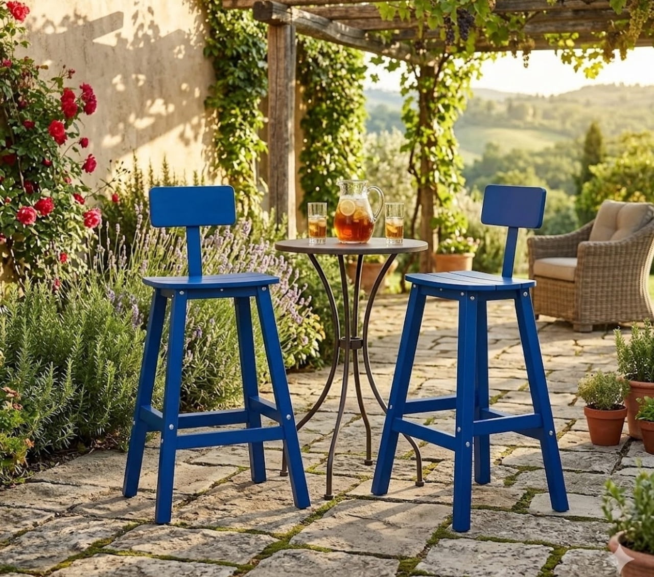 Bar Height Chairs Set of 2, HDPE Bar Height Outdoor Barstools, Weather ...
