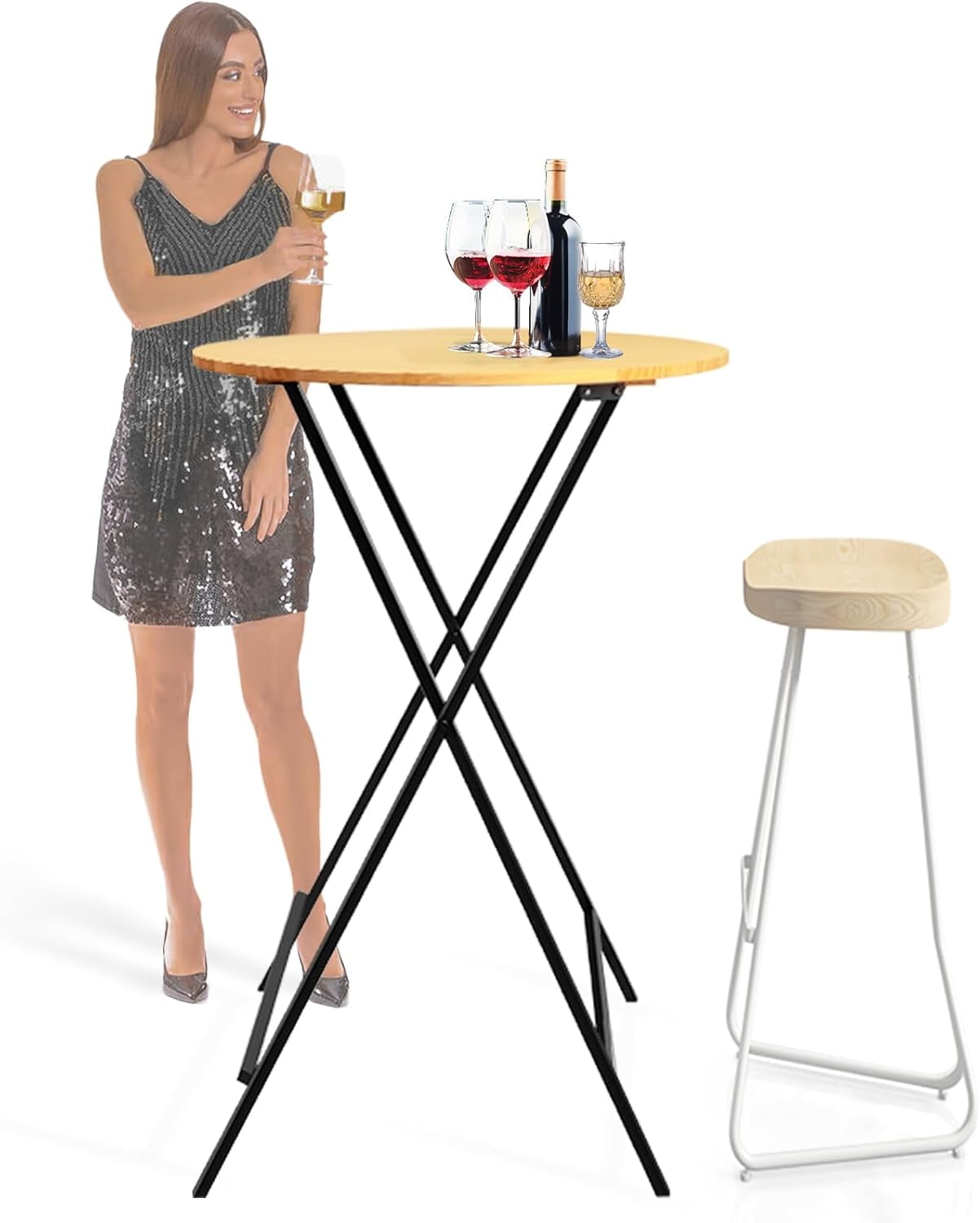 Bar High Folding Table 31" Round Table 45" Height Dayooh Outdoor Bar ...
