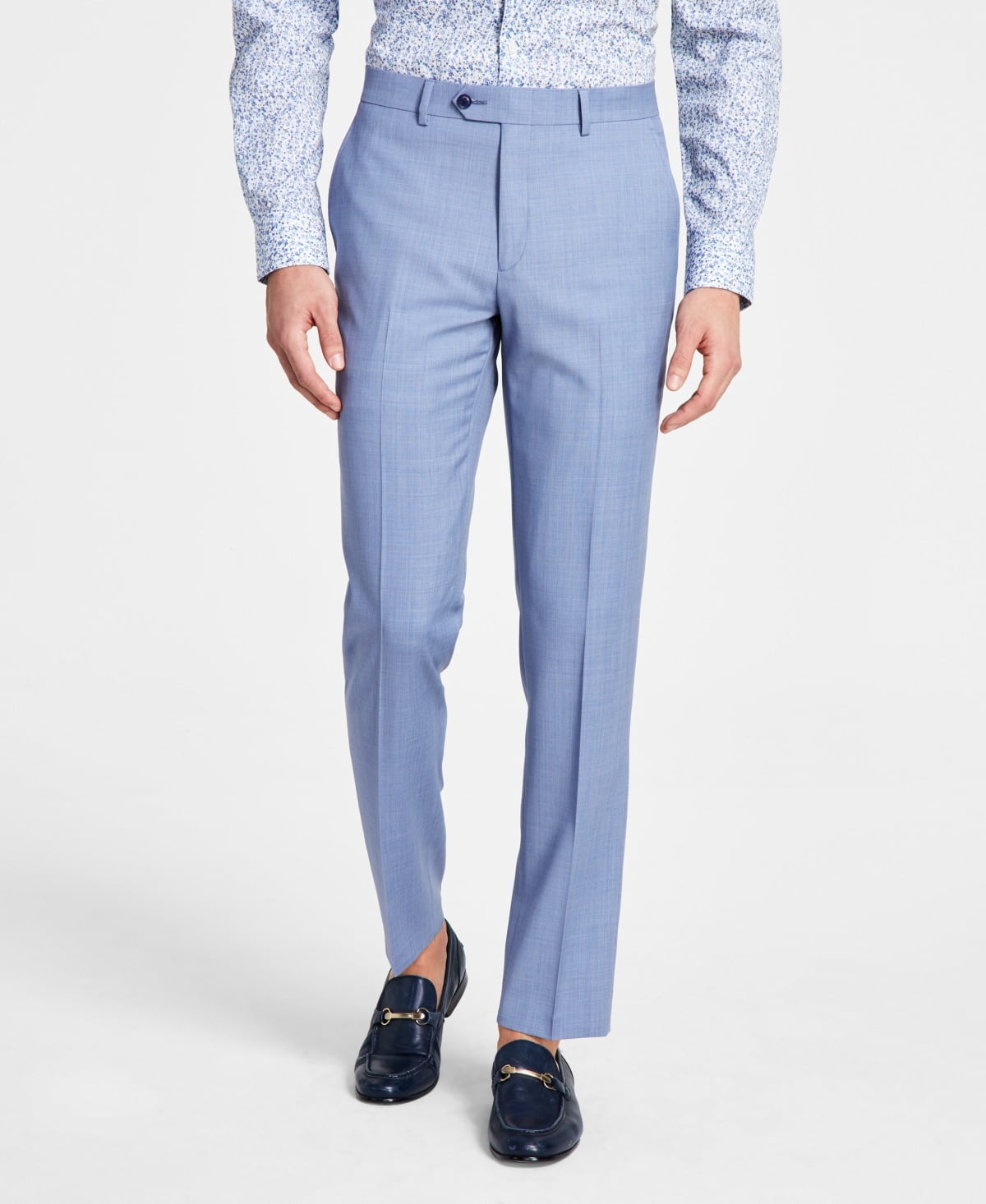 Bar III Dress Pants Mens 30x32 Blue Wool Blend Slim Fit Sharkskin 4 Way ...