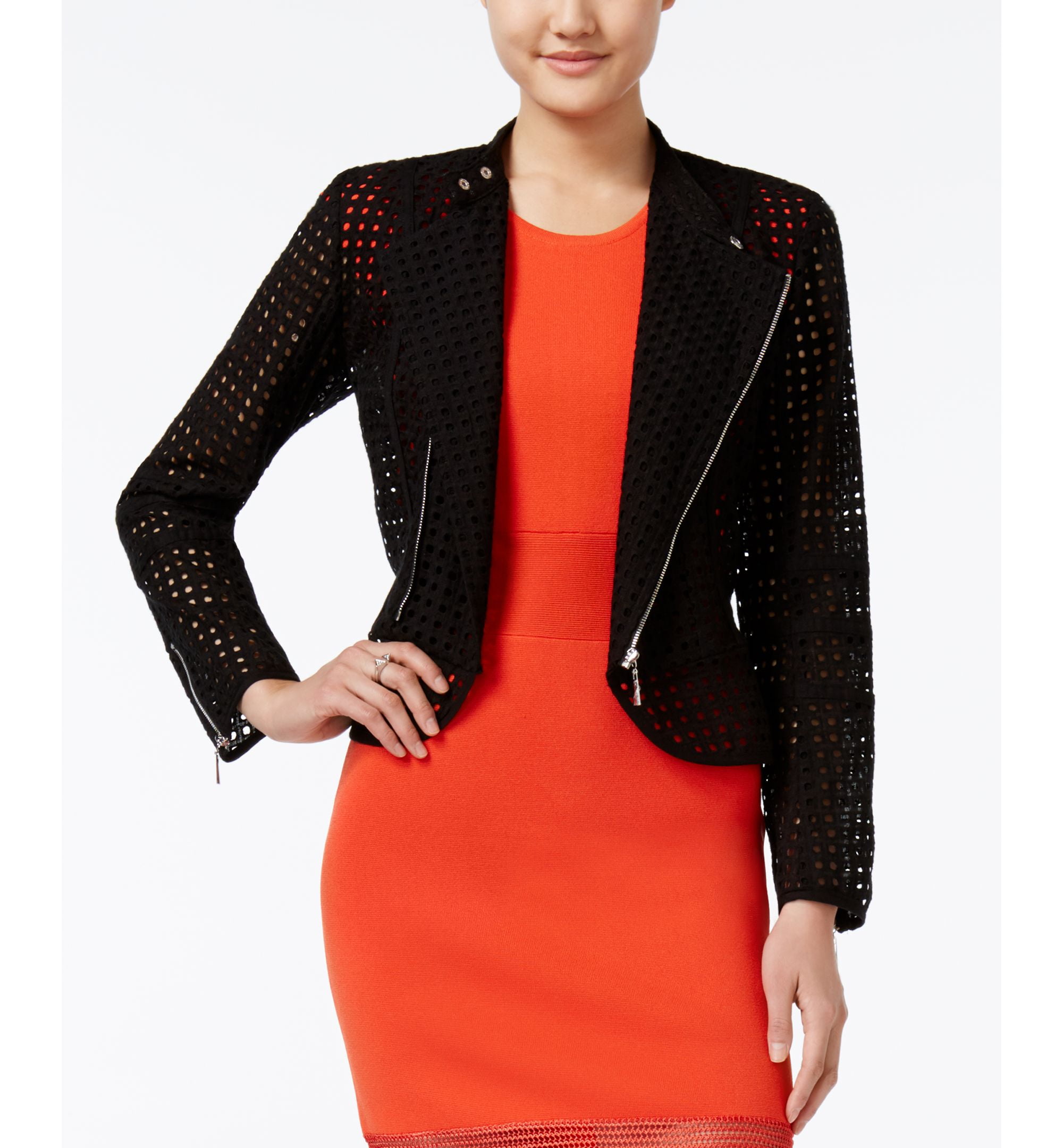 Bar III Eyelet Moto Jacket Deep Black M - Walmart.com