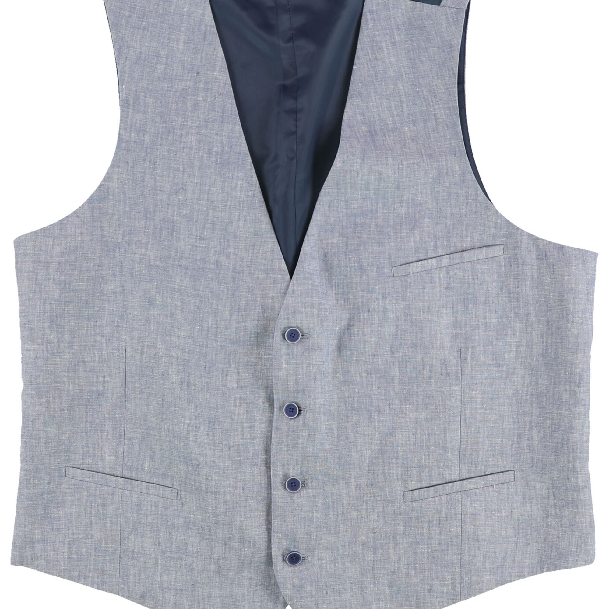 Bar III Men's Slim-Fit Chambray Linen Blue Suit Vest Small - Walmart.com