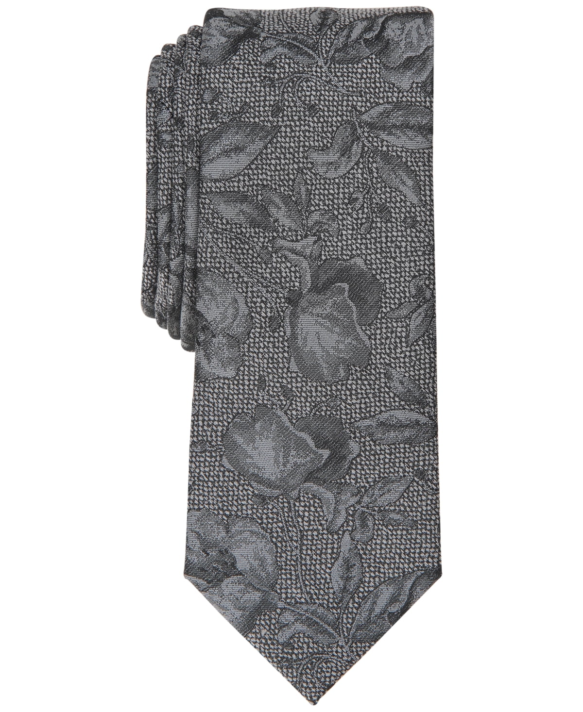 Bar III Mens Delage Floral Tie Silver Grey Necktie - Walmart.com