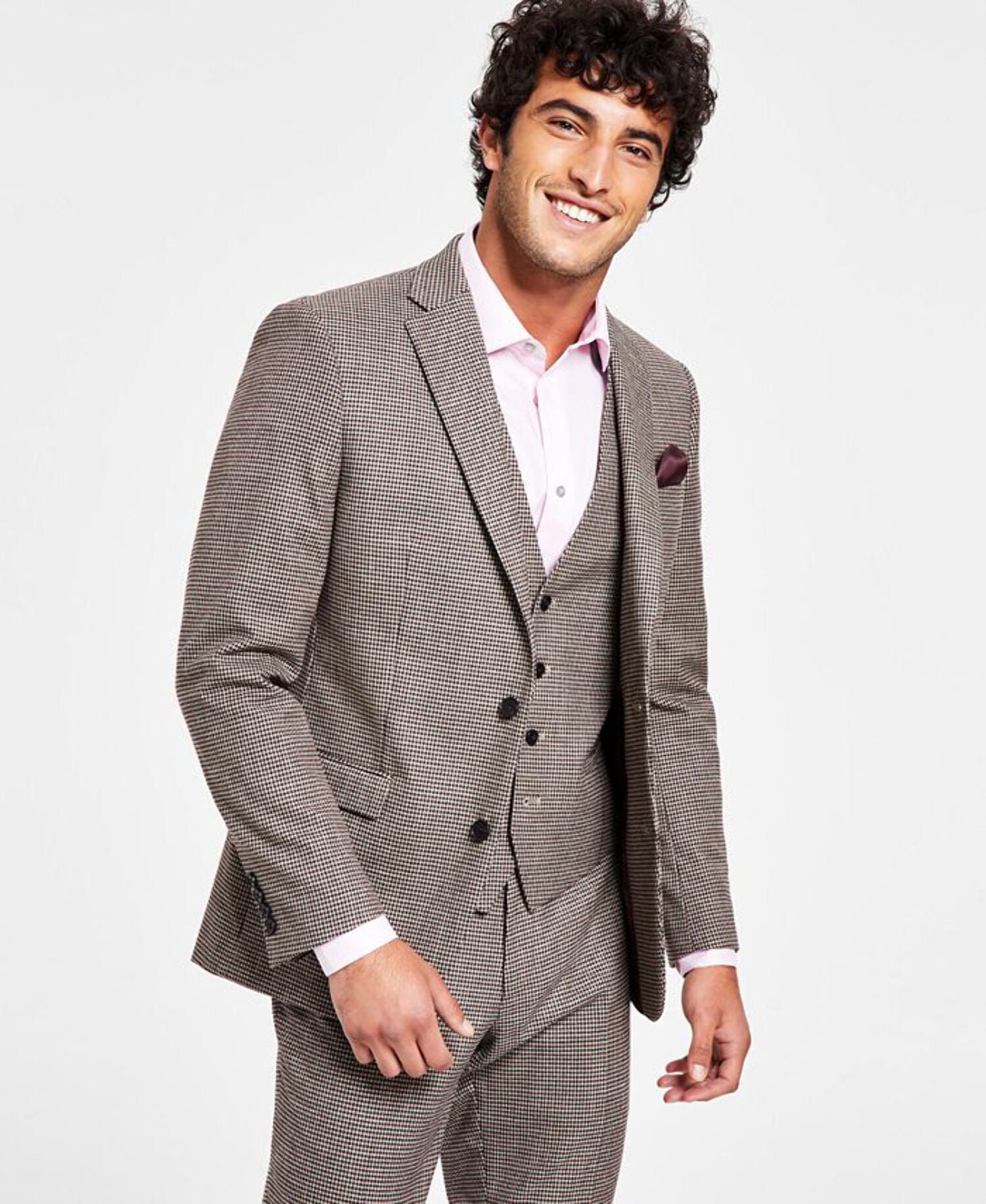 Bar III Mens Slim Fit Suit Separates Pants Burgundy Black 42R - Walmart.com