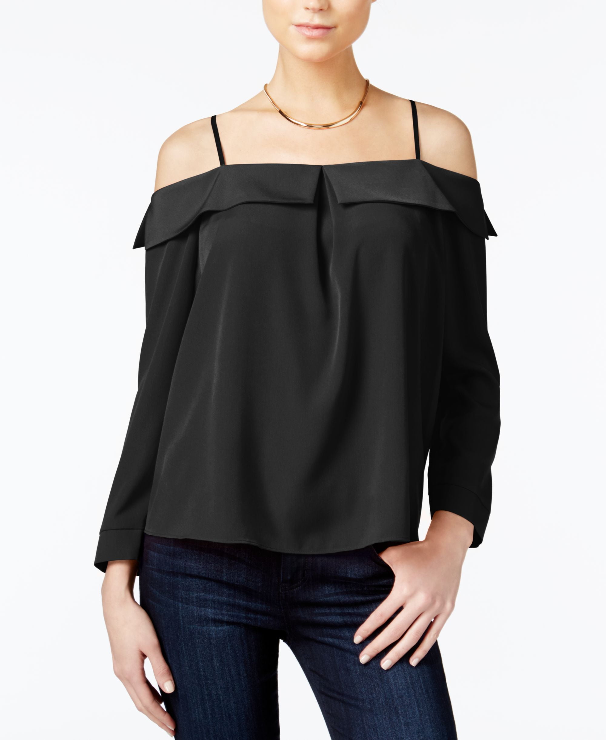 Bar III Off The Shoulder Ruffle Top Deep Black M - Walmart.com