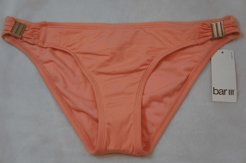 Bar III PEACH Gold City Solids Tab Side Bikini Swim Bottom, US Large ...