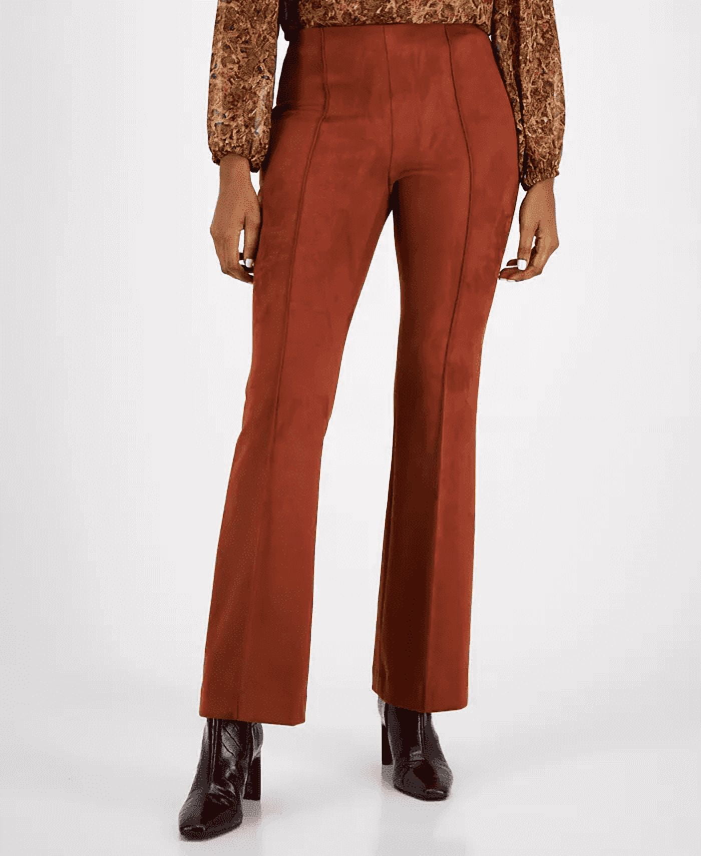 Bar III PECAN Women's High-Rise Pull-on Faux-Suede Pants, US 2X-Small ...